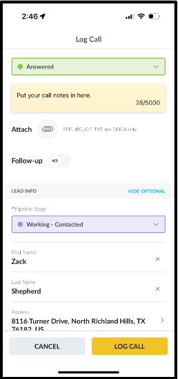 Manual Call Logging on Mobile – SPOTIO